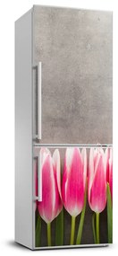 Wallmuralia Nálepka fototapeta lednička Růžové tulipány 60x180 cm