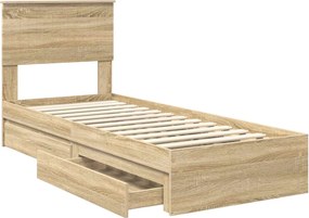 Postel s úložným prostorem se zásuvkou Sonoma dub 75 x 190 cm 3410849
