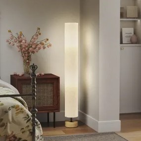 HOMCOM stojací lampa do obývacího pokoje s lněným stínidlem, nožní spínač, 2 x paticí E27, 120 cm, šedá