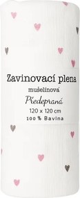 PREM INTERNATIONAL Zavinovací plena 120x120 cm Fialová srdíčka (balení 1 ks)