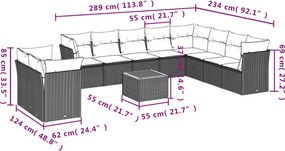 11dílná zahradní sedací souprava s poduškami černá polyratan 3223718