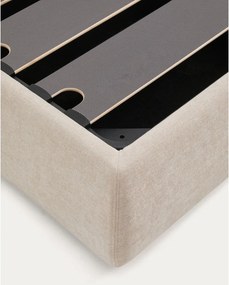 Béžová čalouněná dvoulůžková postel z žinylky s úložným prostorem s roštem 180x200 cm Dafra – Kave Home