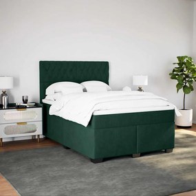 Box spring postel s matrací tmavě zelená 140x200 cm samet 3293239