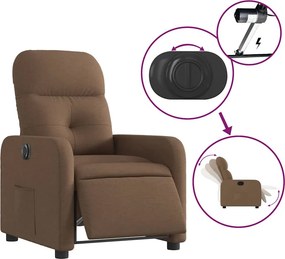 Elektrické polohovací křeslo hnědé textil 3206781