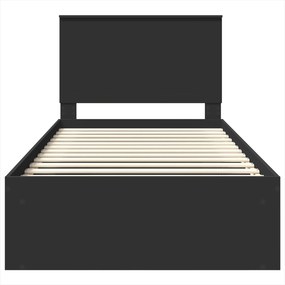 Rám postele s čelo Černá 100 x 200 cm Masivní borové dřevo 3411047