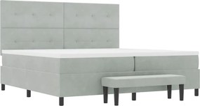 Postel s boxspringem s čelo Světle šedá 200 x 200 cm samet 3344534