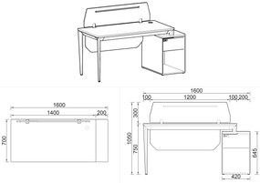 Kancelářský stůl se skříňkou Houseland Profit Max 03 1607 dub/bílý