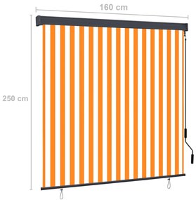 vidaXL Marketos Venkovní roleta 160 x 250 cm bílooranžová