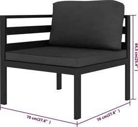 vidaXL 4dílná zahradní sedací souprava s poduškami hliník antracitová [3115917]