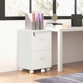 Šuplíkový kontejner na kolečkách Vinsetto - kancelářský nábytek s 2 zamykatelnými šuplíky z MDF a dřevotřísky, rozměry 43L x 45W x 72H cm, Bílý