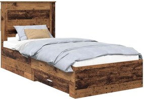 Rám postele s čelo Staré dřevo 90 x 200 cm Kompozitní dřevo 3410372