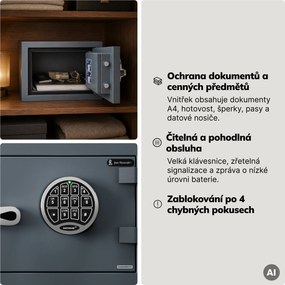 Trezor S2 bezpečnostní, ohnivzdorný, elektronický na kód, na dokumenty, 400x280x340 mm: EDGAR