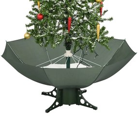 vidaXL Sněžící vánoční stromeček s deštníkovým stojanem zelený 170 cm
