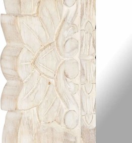 Zrcadlo bílé 110 x 50 cm masivní mangovníkové dřevo 321634