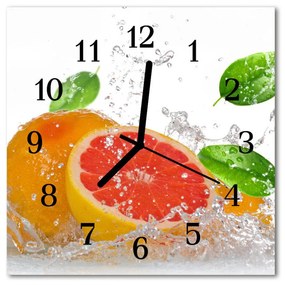 Skleněné hodiny čtvercové grapefruit