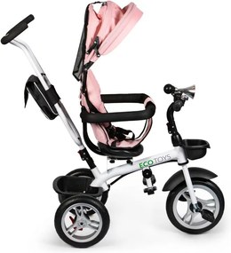 ECOTOYS Dětská tříkolka s rotačním sedadlem PINKY