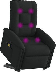 Elektrické zvedací masážní polohovací křeslo černé textil 3303286