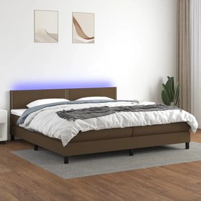 Box spring postel s matrací a LED tmavě hnědá 200x200 cm textil