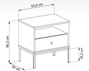 PSK Noční stolek NOMO, Béžová 54 cm