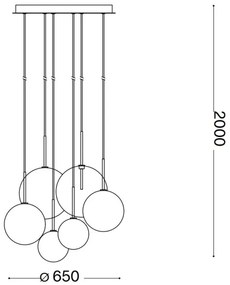 Ideal Lux - LED Lustr na lanku EQUINOXE 6xG4/2W/230V pr. 65 cm mosaz/čirá