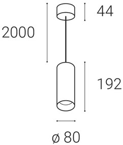 LED2 3251433DT Luky Z, černý závěsný váleček, 20W LED 3000K TRIAC, výška 19,2cm
