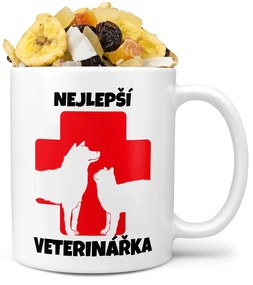 Hrnek Nejlepší veterinářka – kříž (Náplň hrníčku: Tropická směs)