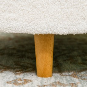 HOMCOM taburet Ø56 x 42 cm, kulatý čalouněný taburet s úložným prostorem a odklápěcím víkem, dřevěné nohy, ideální do obývacího pokoje a ložnice, bíl…