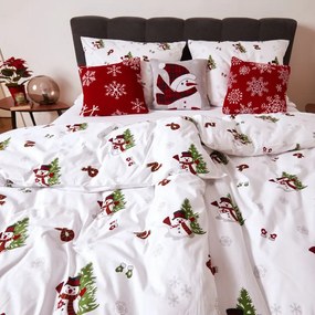 SCANquilt povlečení KLASIK sněhulák bílozelená 140 x 200/70 x 90 cm