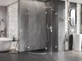 Mexen Lunar, pravý půlkruhový sprchový kout 100 x 80 cm, 8mm čiré sklo, bílý profil, 833-100P-080L-20-00