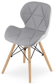 SUPPLIES LAGO Skandinávská kožená jídelní židle - šedo/bíla barva