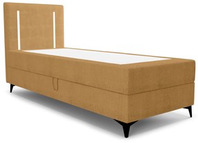 Jednolůžková postel 80 cm Ortega Comfort (hořčicová) (s roštem a matrací, bez úl. prostoru) (s LED osvětlením). 1082661