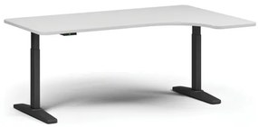 Výškově nastavitelný stůl, elektrický, 675-1325 mm, levý/pravý, deska 1800x1200 mm, černá podnož, bílá