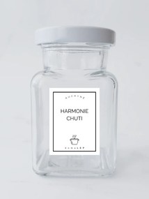 Samolepka na kořenky HARMONIE CHUTI bílá 3 × 4 cm základní písmo