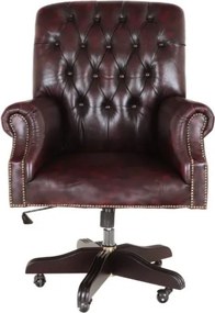 Indický nábytek - Kancelářská židle Chesterfield Office chair z pravé hovězí kůže New Red New Red