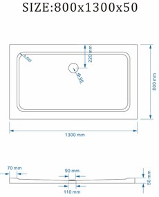 BPS-koupelny Obdélníková akrylátová sprchová vanička HYD-OSV-SILK 130x80 černá