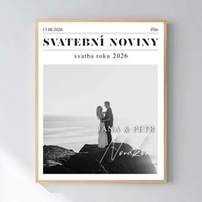 Personalizovaný magický fotoobraz v rámu - 40x50 - svatební noviny