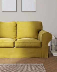 Potah na pohovku IKEA  Ektorp 3-místná, rozkládací STARÝ MODEL PIXBO barva zelená látka lesklé, sametová