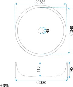 Rea Alice, umyvadlo na desku 390×390×145 mm, bílá matná – imitace kamene, REA-U3500