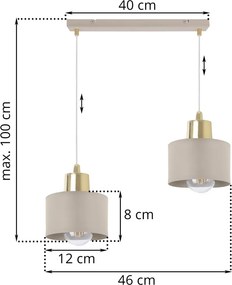 Závěsné svítidlo Panta, 2x béžové kovové stínítko, g