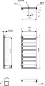 Sapho Gianluca otopné těleso 1590 x 400 mm středové připojení černá mat GL159B