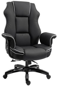 Kancelářská židle Vinsetto výškově nastavitelná s funkcí houpání ergonomická otočná o 360° s područkami umělá kůže černá 76x80x118-124 cm |
