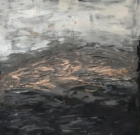 Easy Landscape Dark | 50x50cm | Ručně malovaný obraz na plátně Provedení rámu: Přírodní