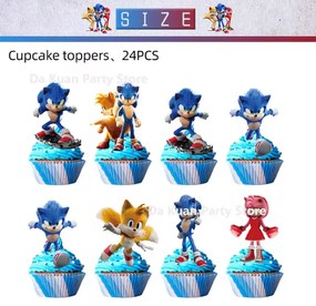 Party dekorace s motivem Ježek Sonic Varianta: 24 ks Cupcake topper