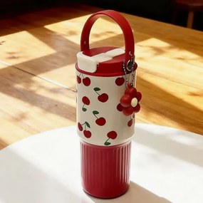 Flamenco Mystique Termohrnek s uchem a hubičkou, červený s třešněmi 750ml BD57