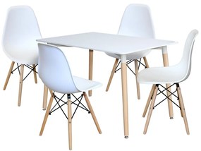 IDEA Jídelní stůl 120x80 UNO bílý + 4 židle UNO bílé