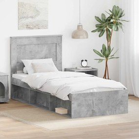 Rám postele Betonově šedá 75 x 190 cm Masivní borové dřevo 3410147