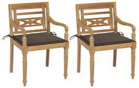 vidaXL Židle Batavia 2 ks s taupe poduškami masivní teakové dřevo