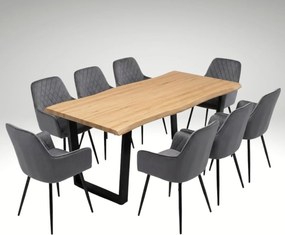 Vikio Jídelní set pro 8 osob 180x90 cm dub noha U šedá židle s područkami VJS168-8S