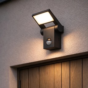 Venkovní nástěnné svítidlo antracitové vč. LED IP54 s pohybovým senzorem - Zane