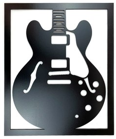 Živá Zeď Dřevěná nástěnná dekorace Semiakustická kytara černá